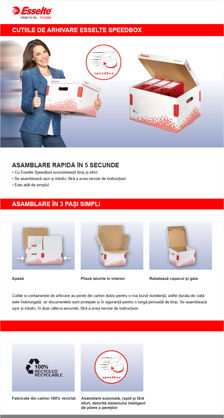 Container pentru arhivare bibliorafturi Esselte Speedbox - Dacris.net