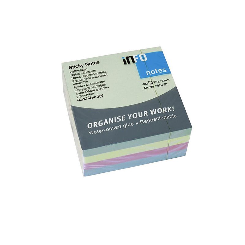 Notite adezive Info Notes, 75 x 75 mm, 400 file - Dacris.net