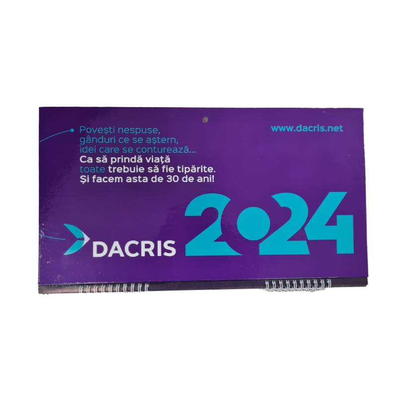 Calendar personalizat triptic cu spira - Dacris.net