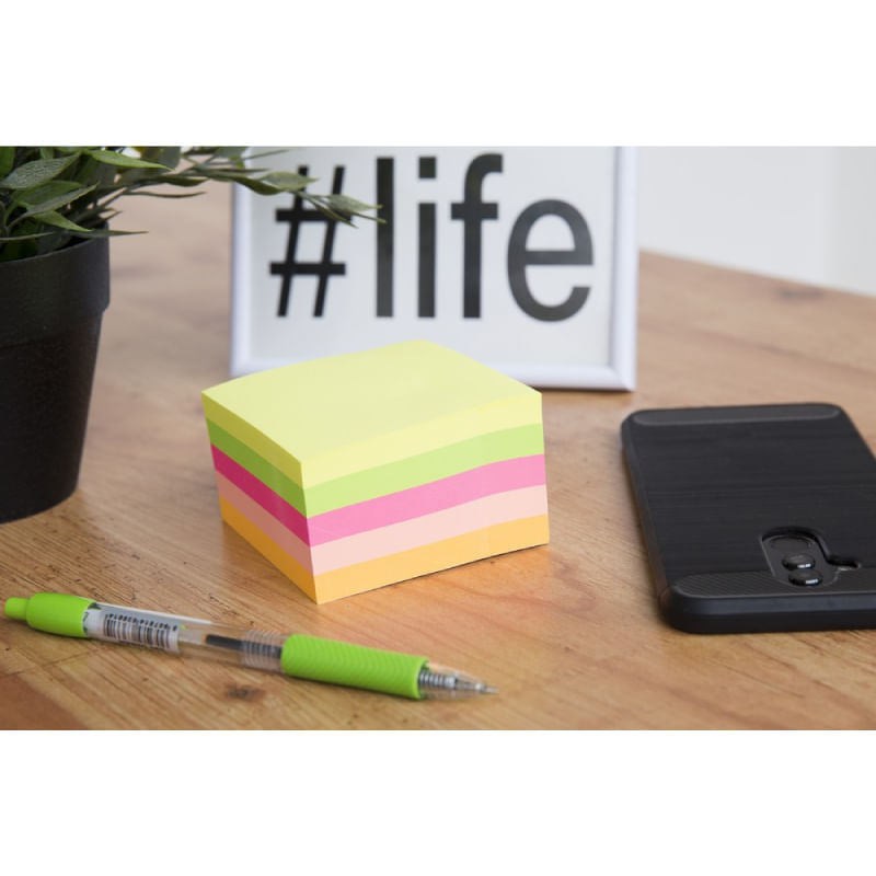 Notes cub adeziv 76 x 76 mm neon 400 coli D.Rect - Dacris.net