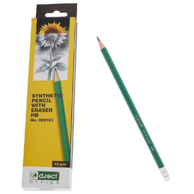 Creion HB cu radiera D.Rect 12 buc/cut - Dacris.net