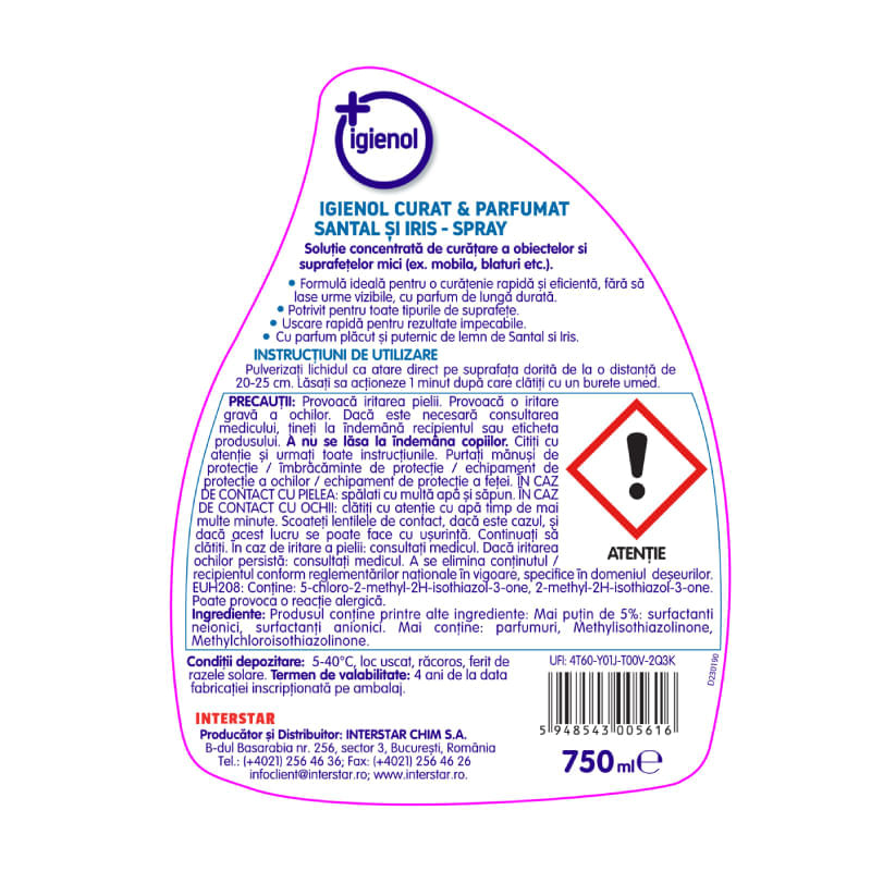 Detergent universal cu pulverizator 750 ml Igienol Santal Iris - Dacris.net