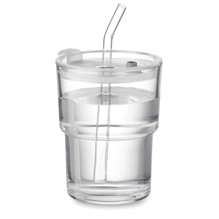 Pahar de sticla cu pai 400ml - Dacris.net
